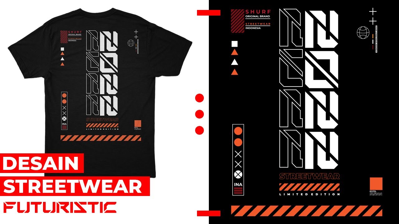 TUTORIAL DESAIN KAOS STREETWEAR - FUTURISTIC - YouTube
