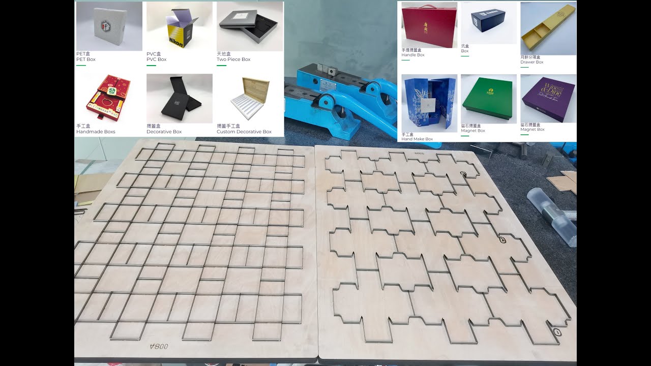 Foldable box die-making by laser die board cutting machine and auto ...