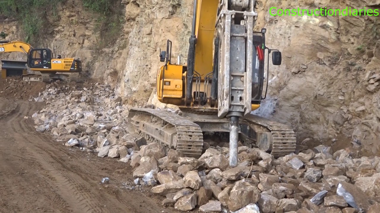JCB Excavator Breaking Stone | Fast Track Construction | Dozer Videos ...