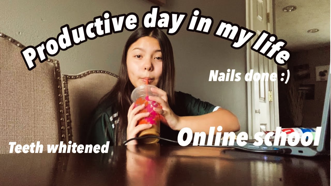 productive day in my life | online school, studying, & getting my nails ...