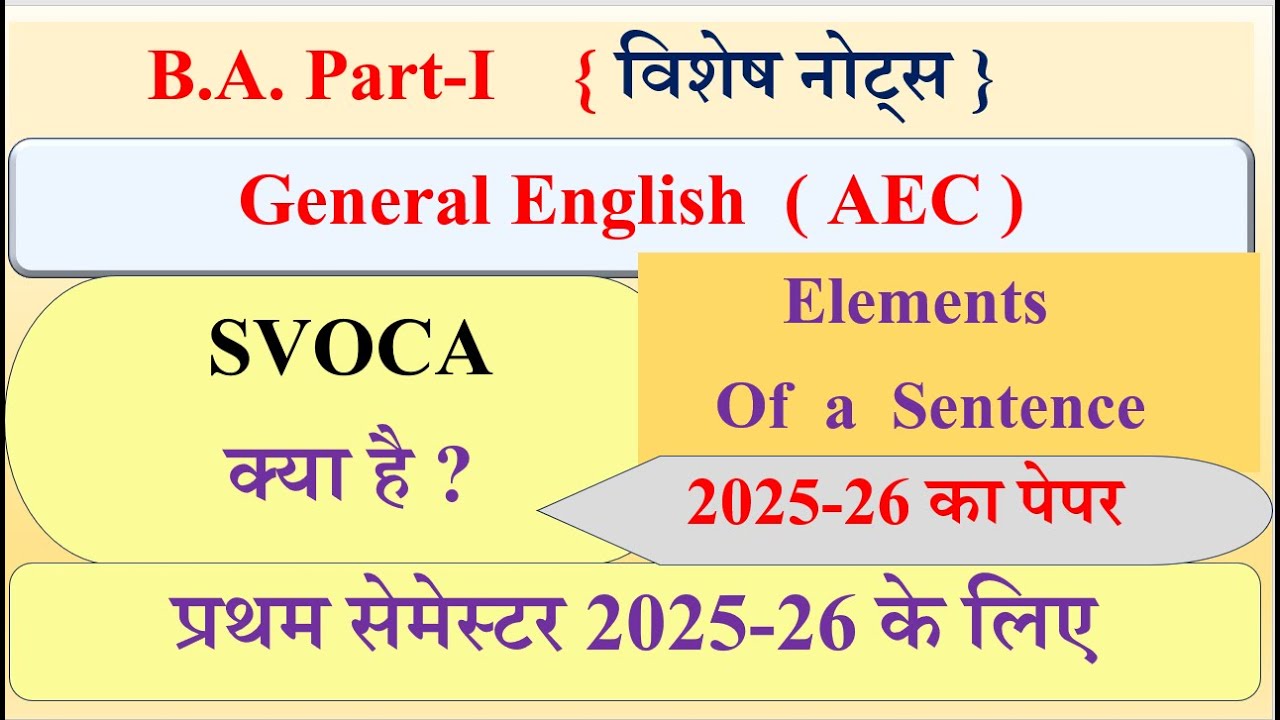 BA 1st Semester General English Paper 2025 | Elements of sentence ...