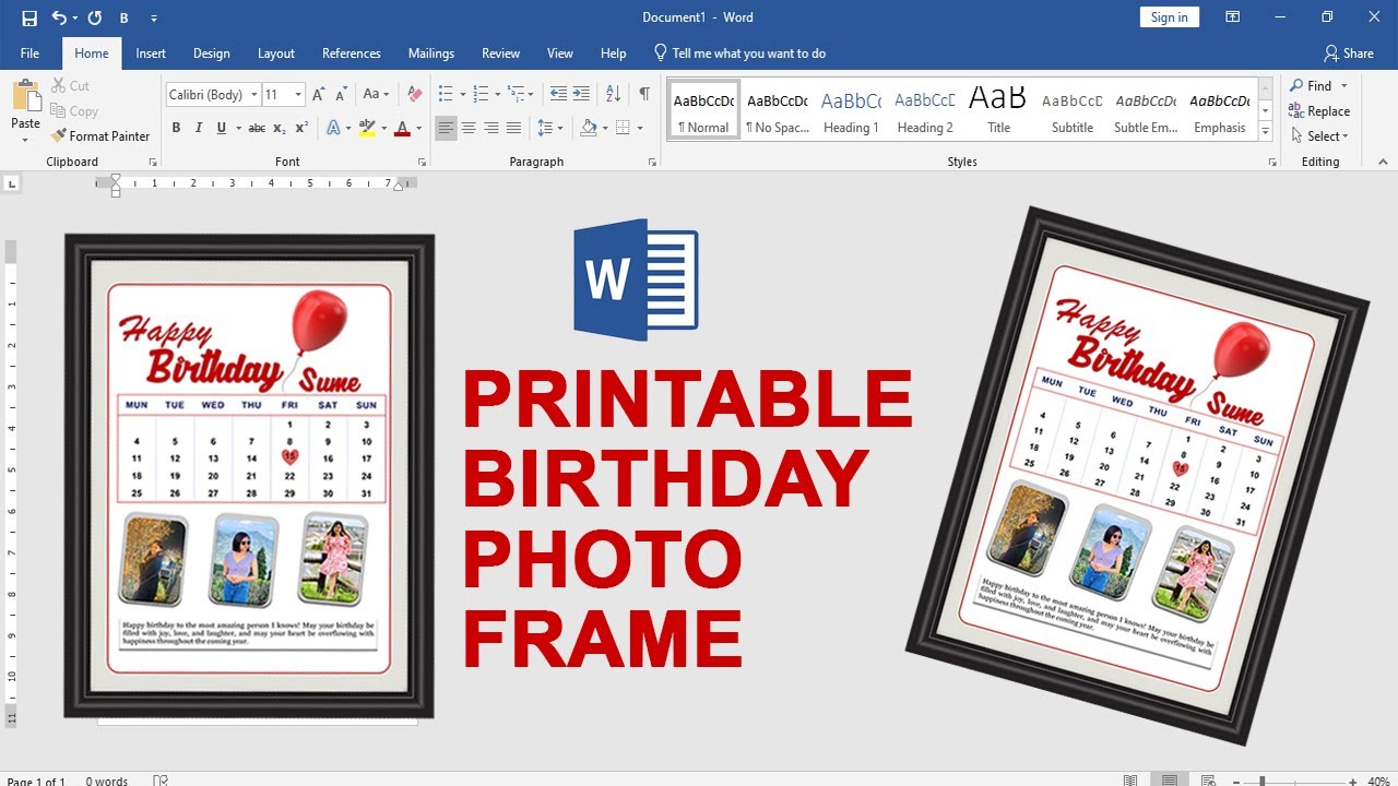 Printable Birthday Wishes Design in Microsoft Word || Printable ...