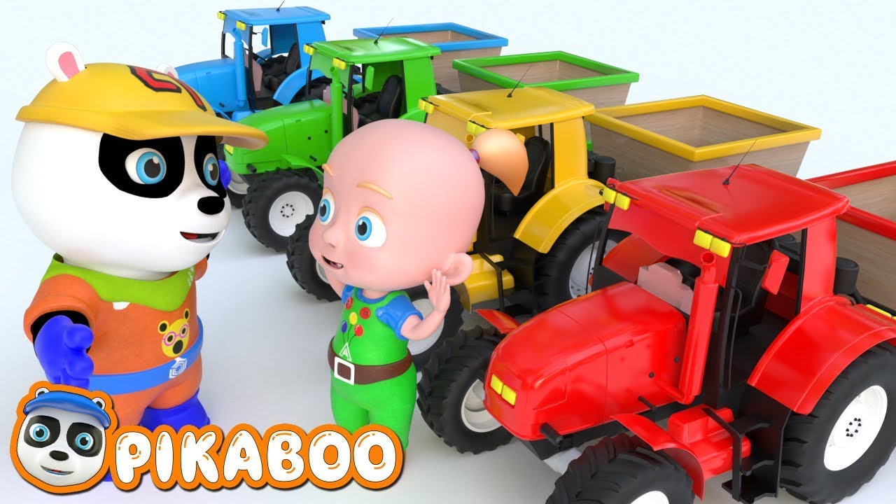 Learn Colors and Fruit with Farm Vehicles for Kids | Pretend Play ...