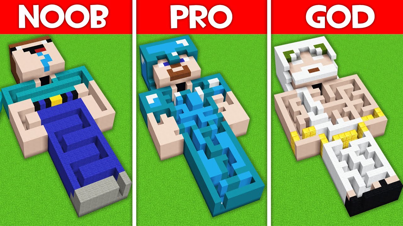 Minecraft Battle: MAZE HOUSE BUILD CHALLENGE - NOOB vs PRO vs HACKER vs ...
