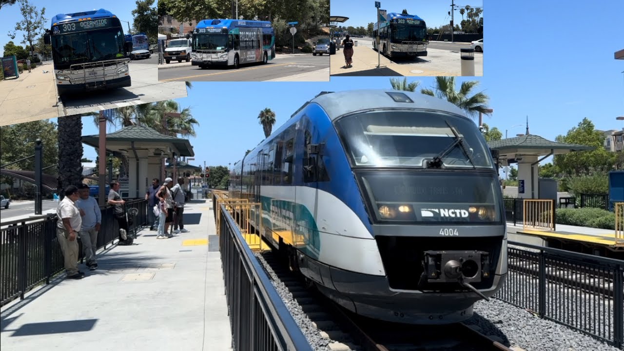 NCTD Sprinter and Breeze Buses at Vista Transit Center - YouTube