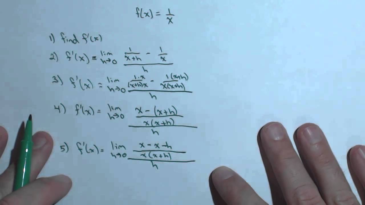 Using the limit definition of the derivative for 1 over x - YouTube
