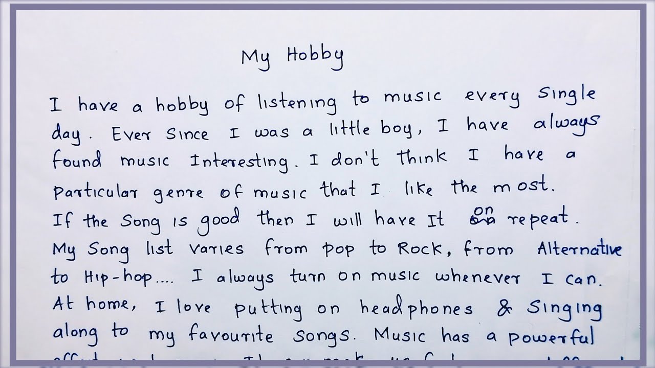 How to write an essay about a hobby ? | Hobby | Paragraph writing about ...