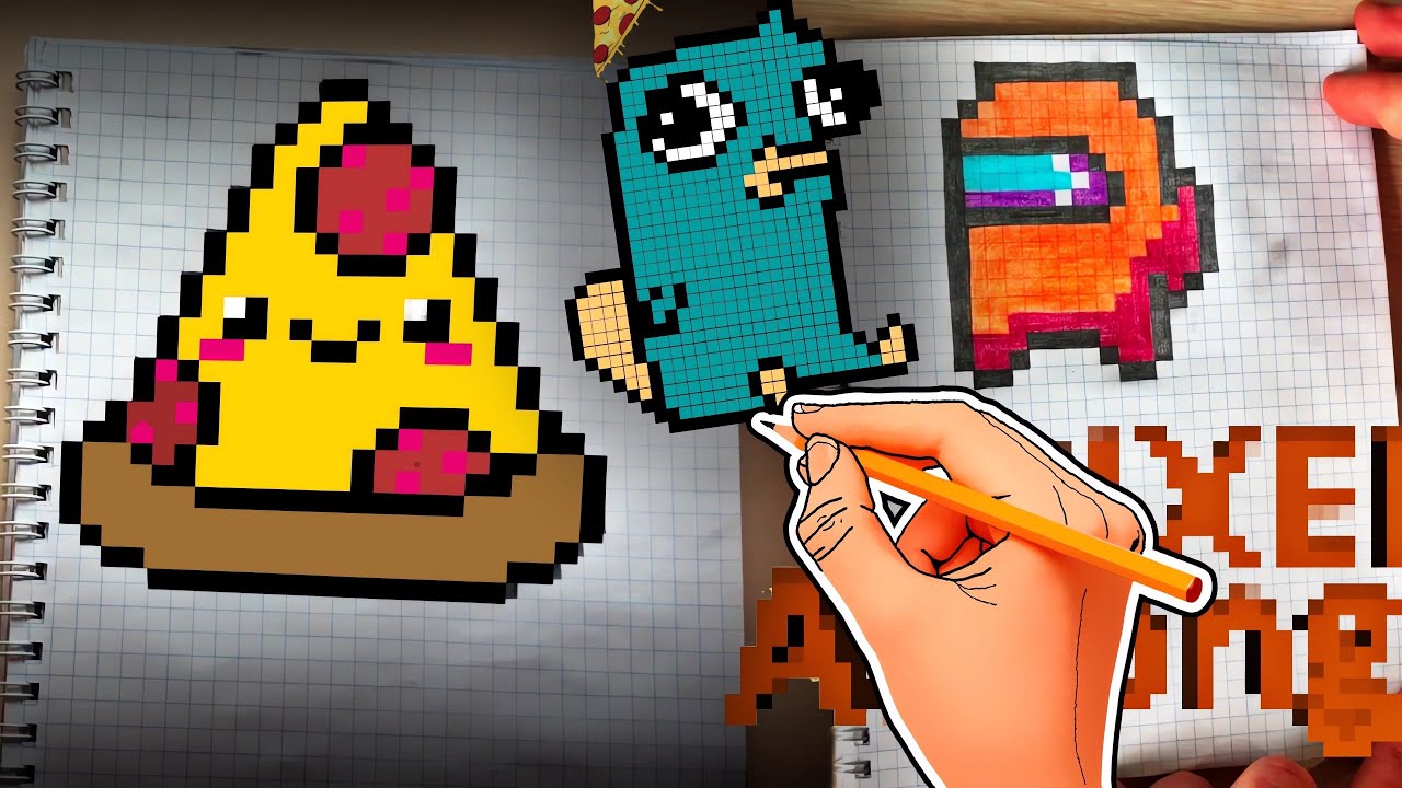 PIXEL drawing (PERRY/pizza/AMONG US)Drawing AND COLORING TO RELAXING ...