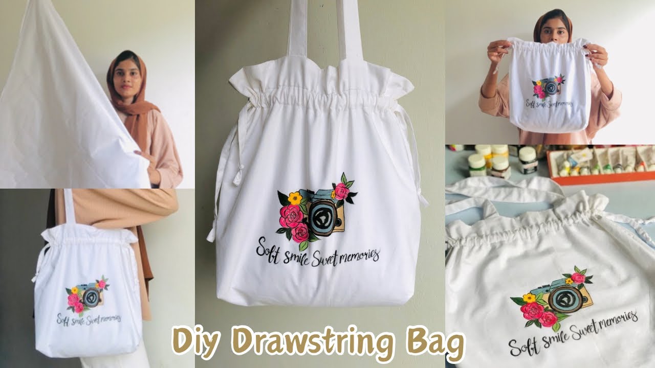 Diy drawstring bag | how to make drawstring bag | diy ideas | tote bag ...