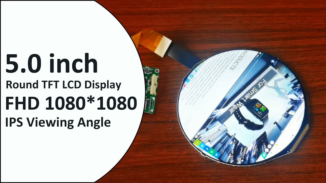5inch 1080*1080 Round TFT LCD Display IPS MIPI DSI Circular LCD Module ...