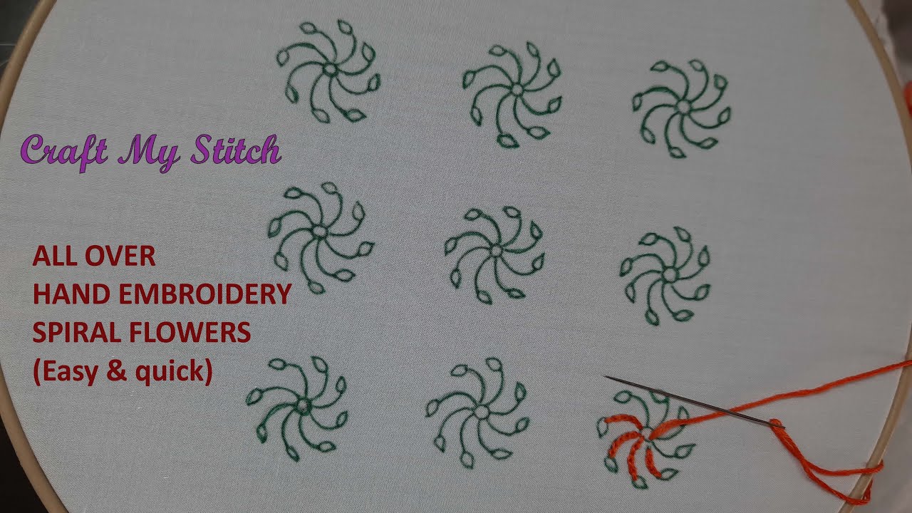 All over embroidery - Spiral flowers - Hand embroidery - Flower ...