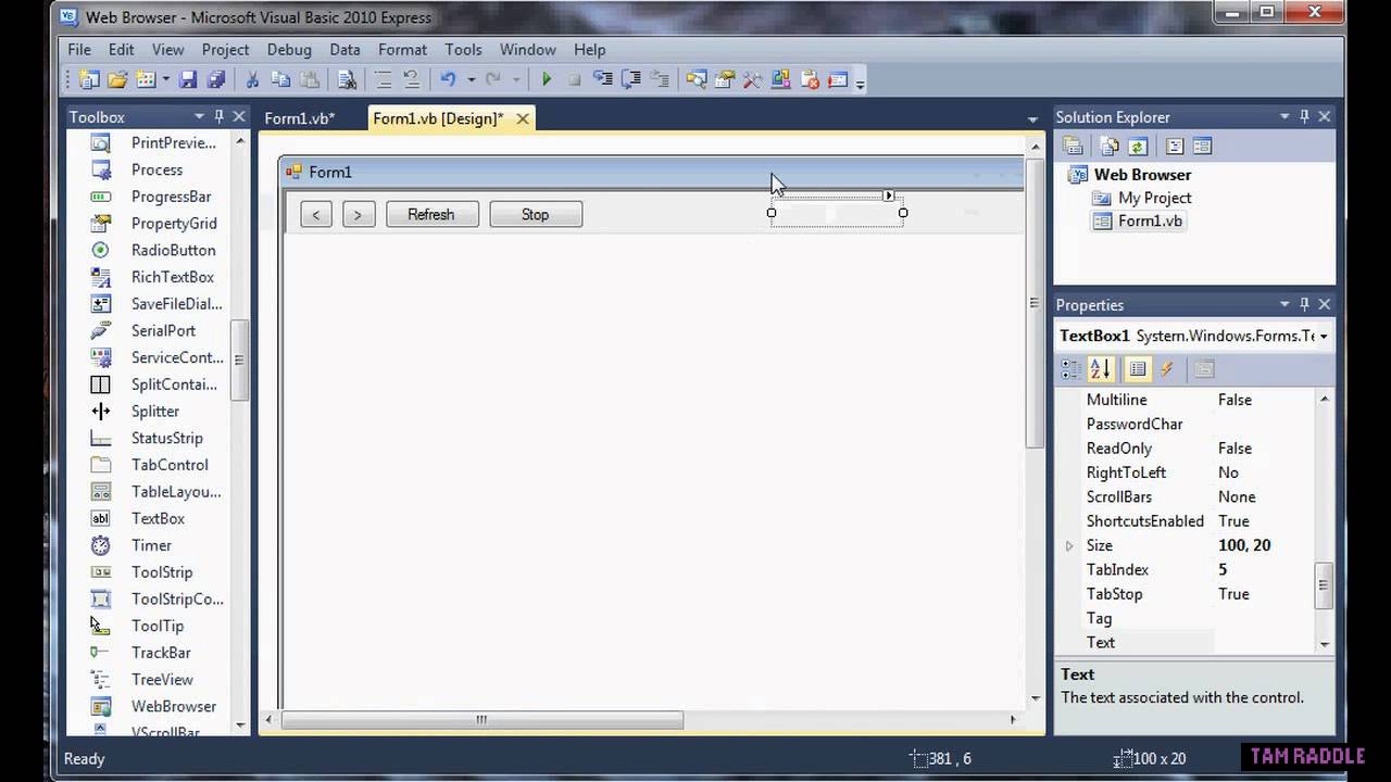 VISUAL BASIC CODING P2 - HOW TO MAKE A SIMPLE WEB BROWSER - YouTube