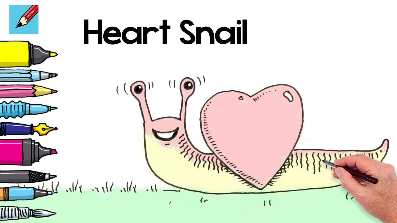 How to draw the Snail of Love Real Easy for Valentine's Day - YouTube