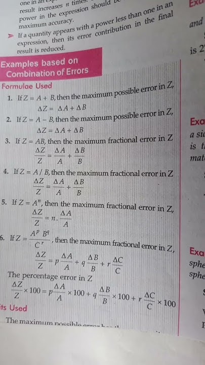combination of Errors||class 11 physics|| - YouTube