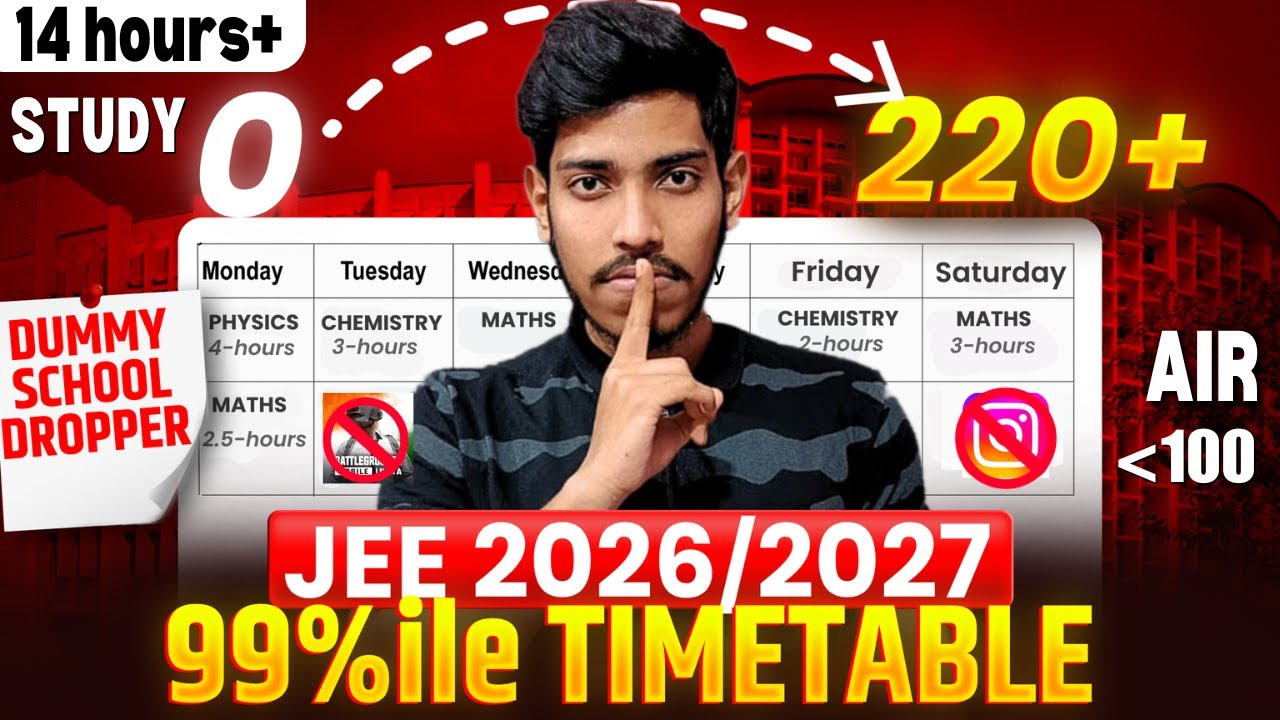 JEE 2026: Best TIMETABLE to Get into IIT🔥| 14 Hours Timetable for JEE ...