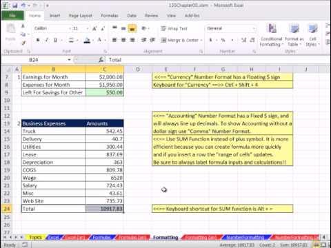 Excel 2010 Business Math 03: Stylistic and Number Formatting - YouTube