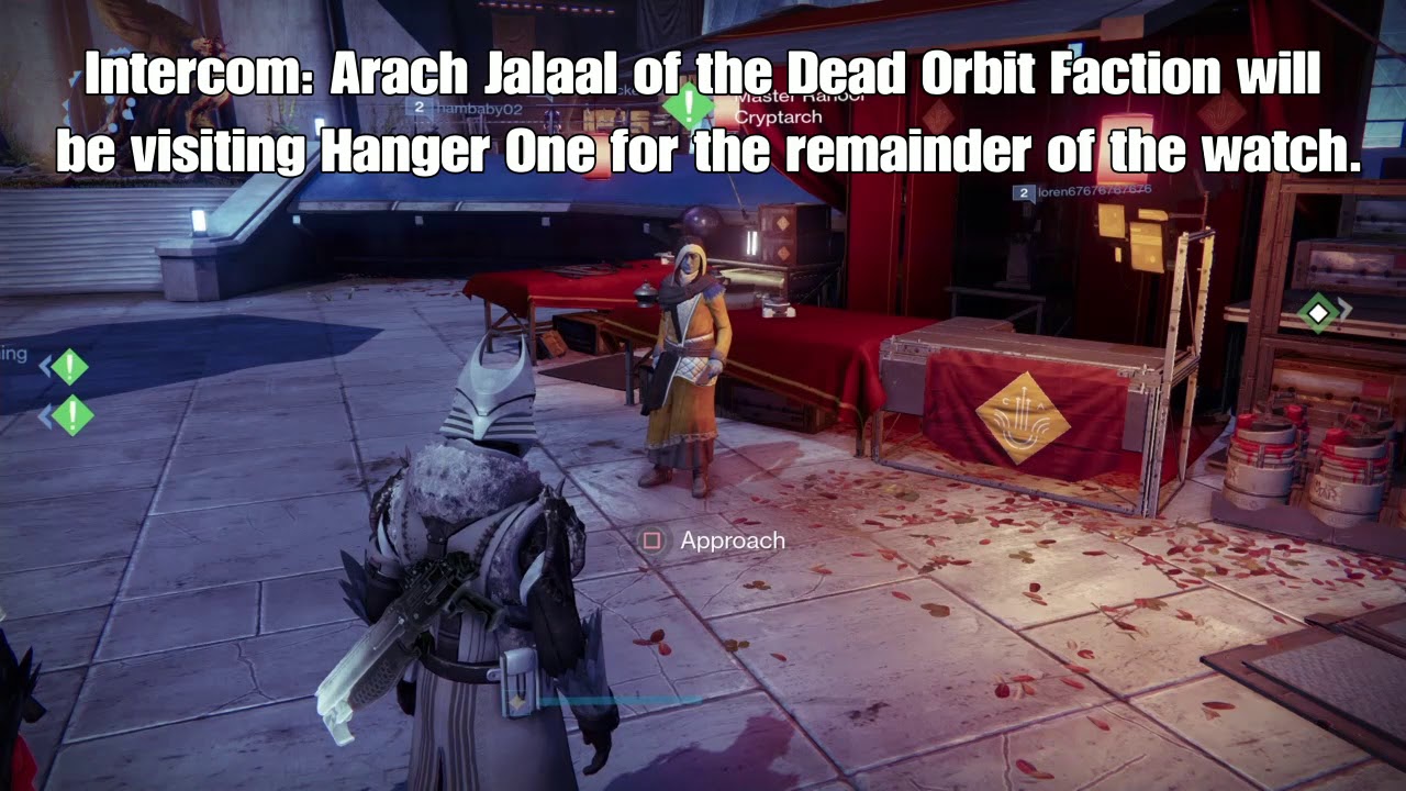 Idle Dialogue, The Tower | Intercom: "Arach Jalaal of the Dead Orbit ...