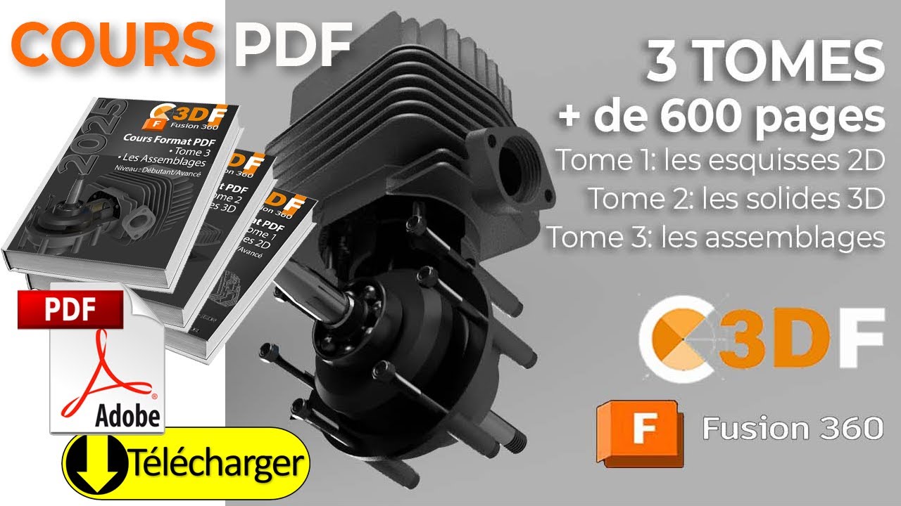 Exercice Fusion 360 PDF Francais 3D Moteur 2 temps (telecharger https://formation-fusion-360.fr ...