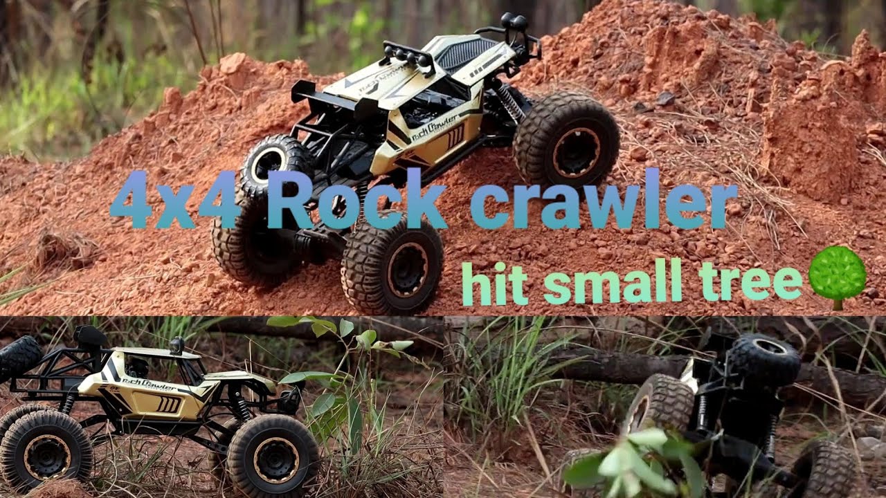 4x4 Rock crawler rc hitting a small tree 🌴 and full power while ...