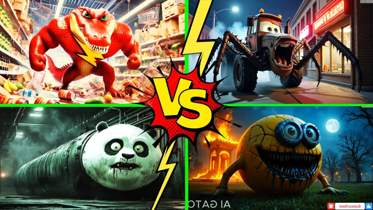 PANDA.EXE vs MCQUEEN CROCODILE vs PACMAN.EXE vs Tow Mater Head Eater ...