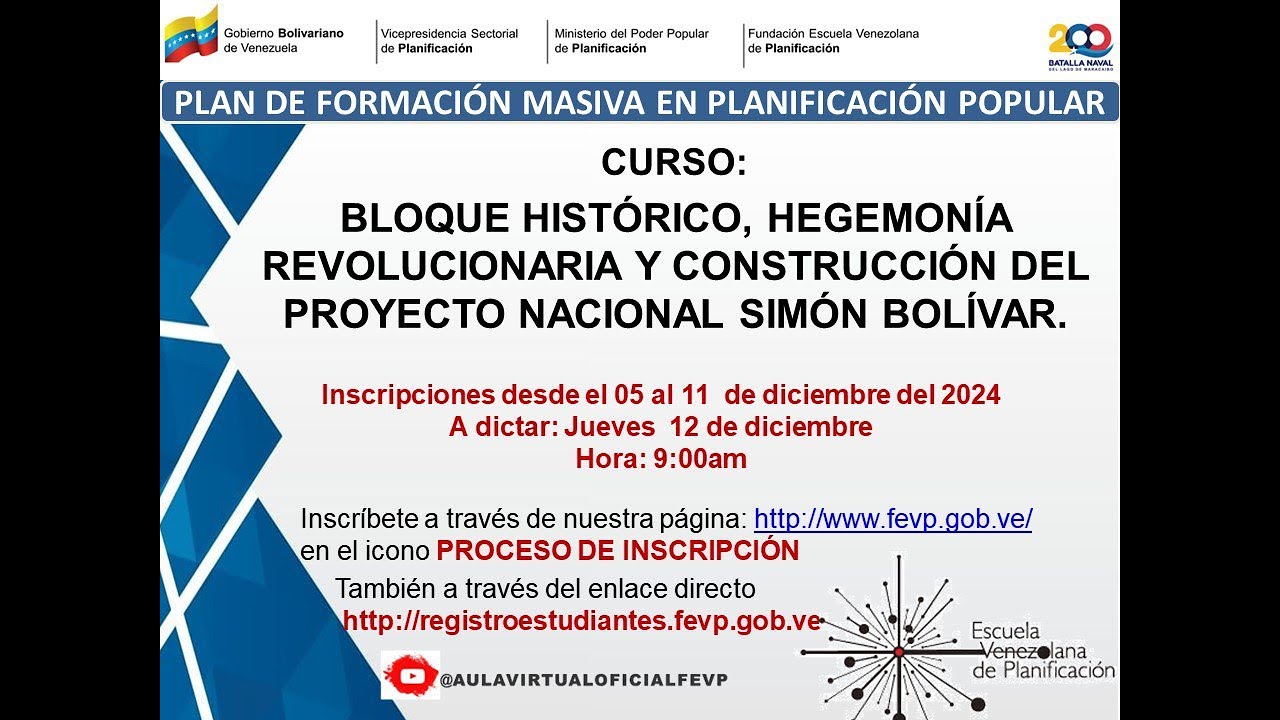 BLOQUE HISTÓRICO, HEGEMONÍA REVOLUCIONARIA Y CONSTRUCCIÓN DEL PROYECTO ...