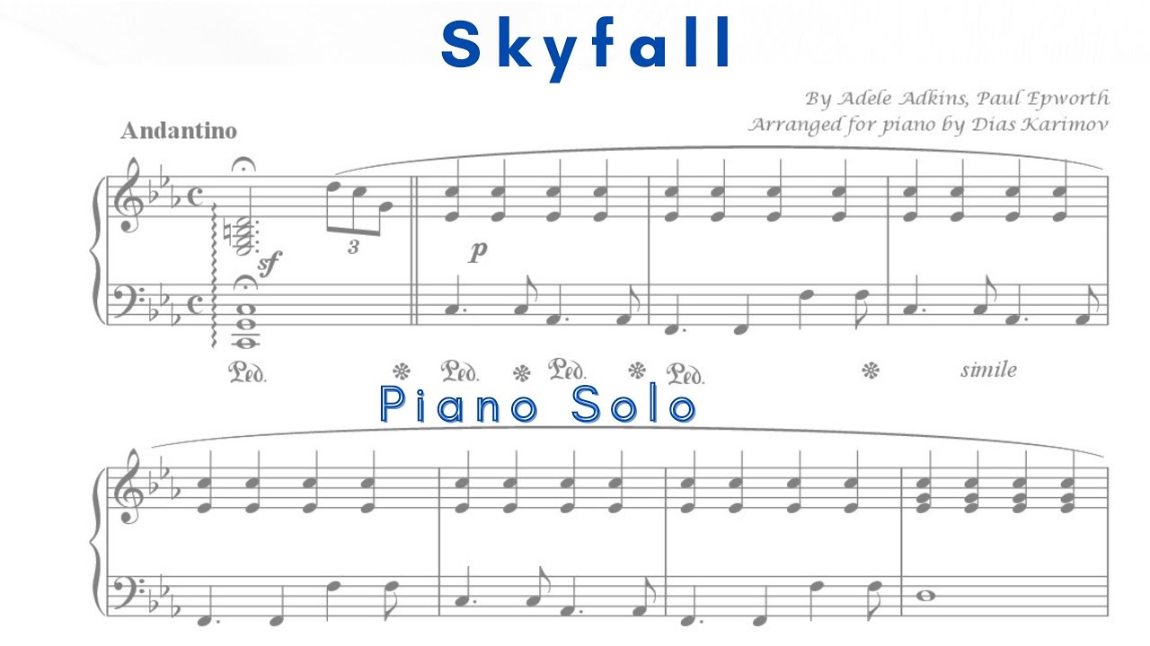 "Skyfall" by Adele | Piano Solo Demo | Sheet Music Available - YouTube
