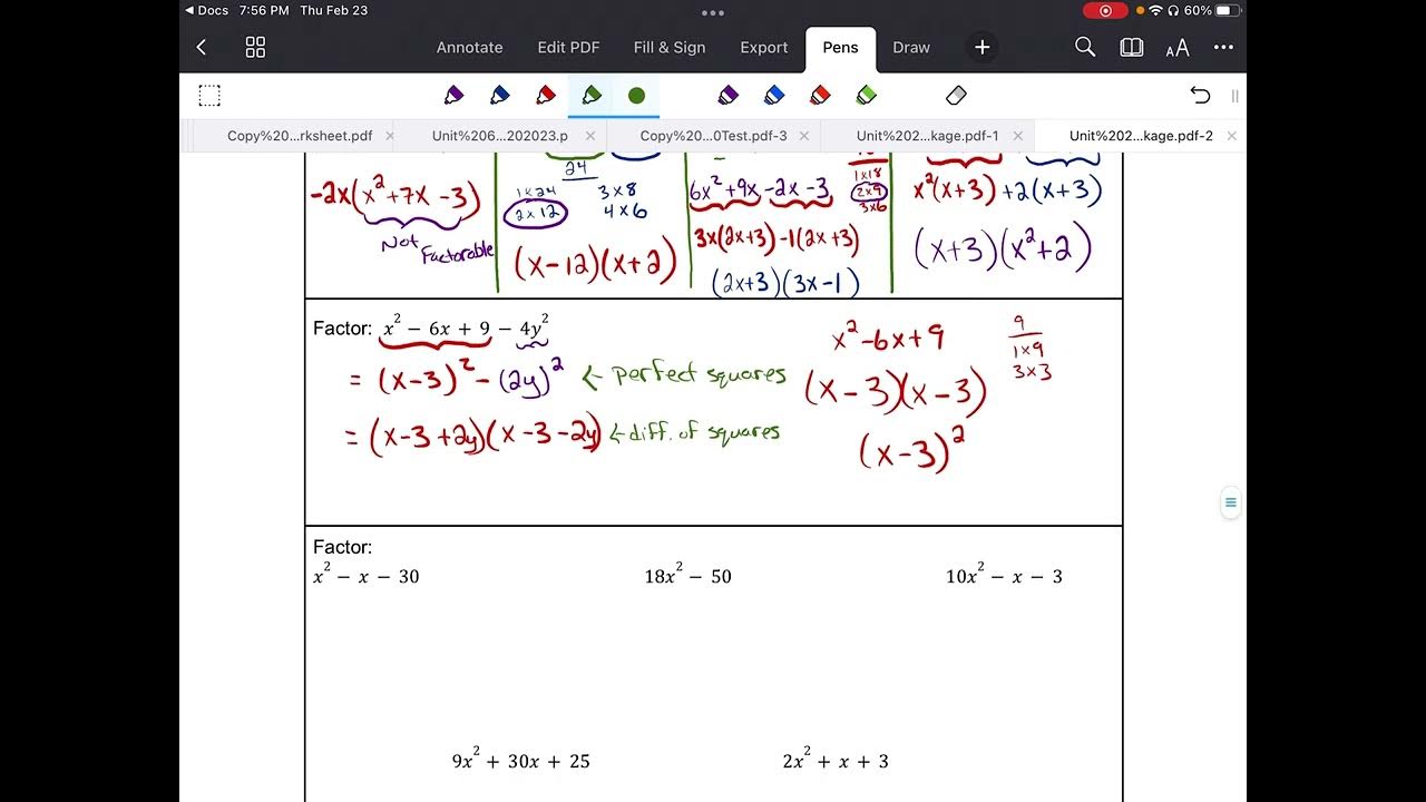 Mcr3u Unit 2 Lesson 3 Factoring Polynomials Youtube
