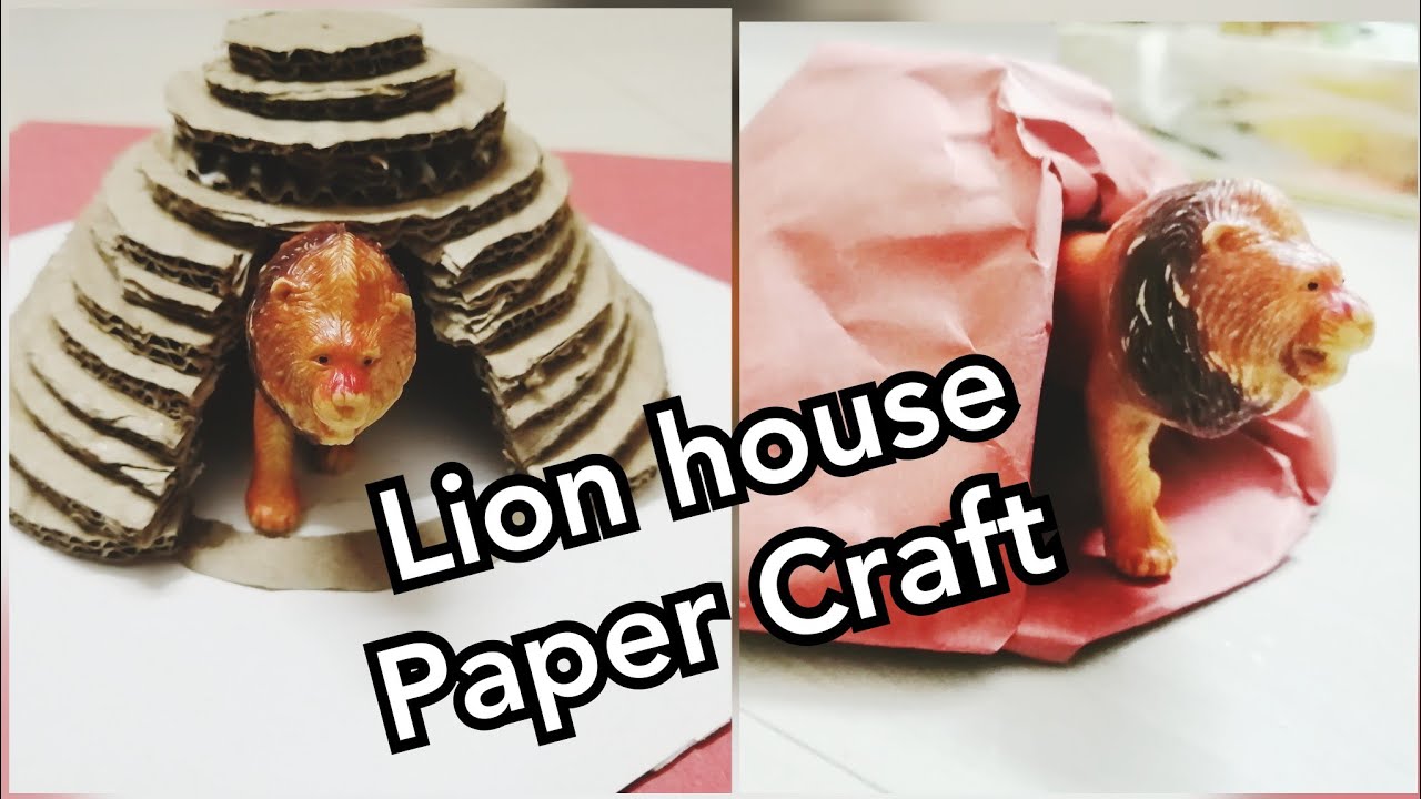 How to make animal house|craft|lion House with waste materials - YouTube