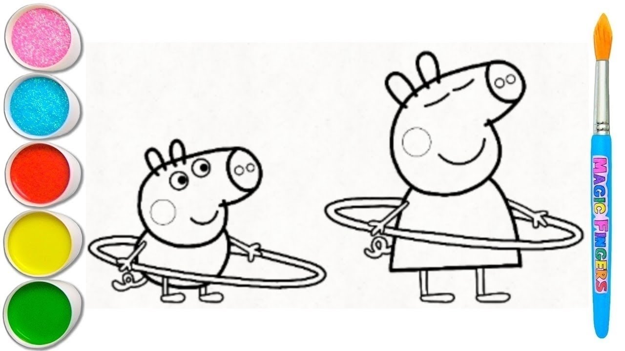Cute Peppa Pig With George Pig Drawing Tutorial for Kids and Biginners ...