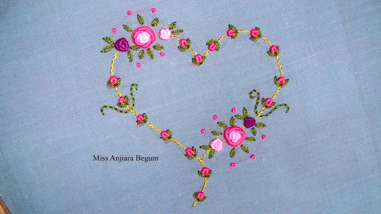 Heart Shape Embroidery Design - YouTube