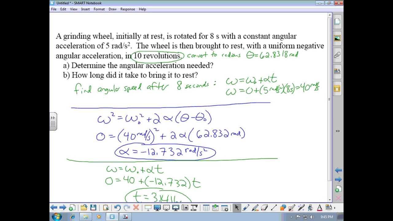 Example Problems Using Rotational Kinematics - YouTube