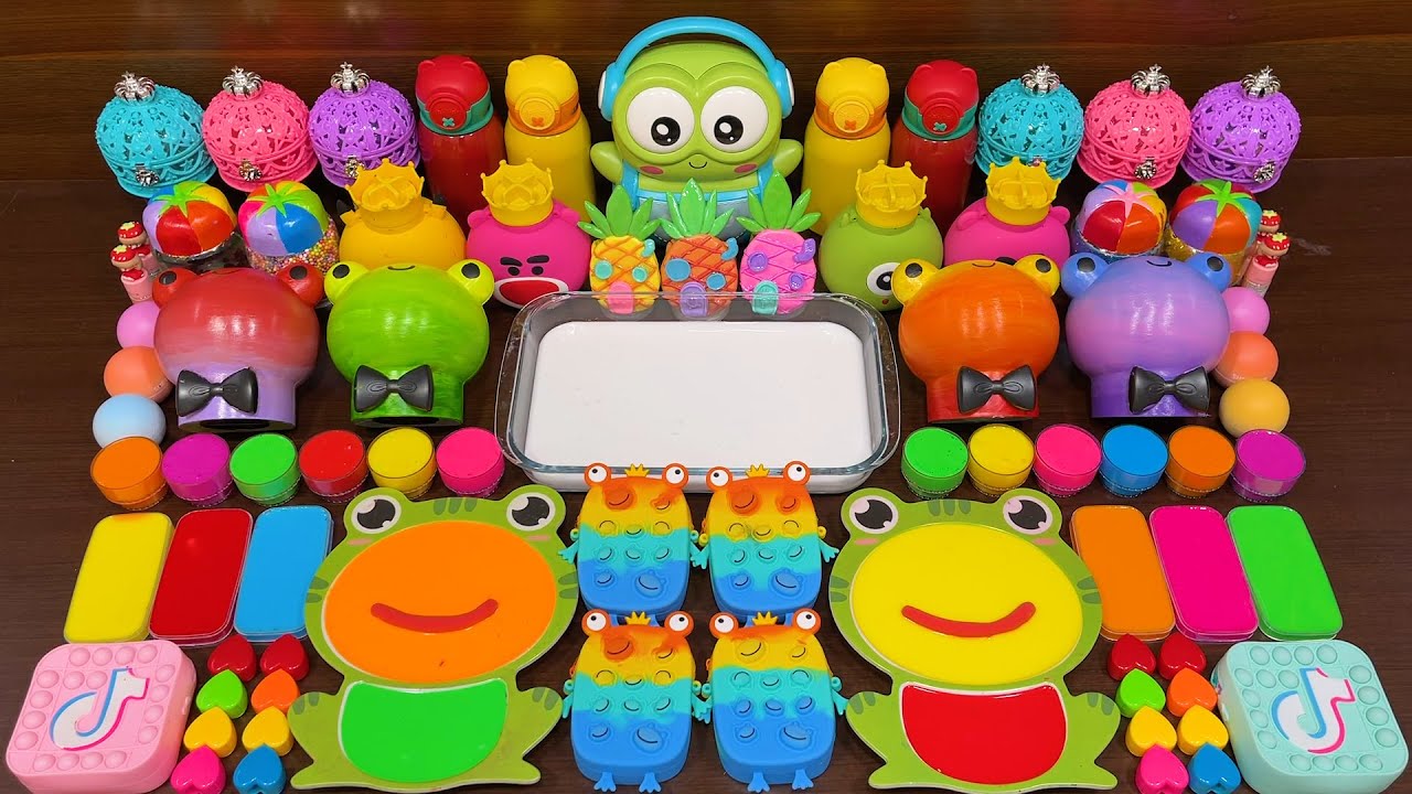 FROG slime !!!Mixing random into GLOSSY Slime !!!Satisfying Video#77 ...