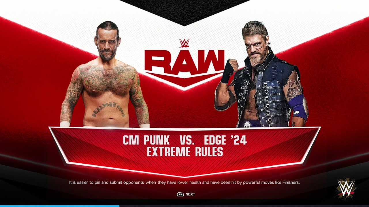 WWE 2K24 FULL MATCH — CM Punk vs Edge — The Straight Edge Savior vs The ...