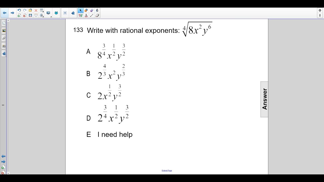 Algebra2 Rad Funcs Rational Exps Pt 3 Q133 - YouTube