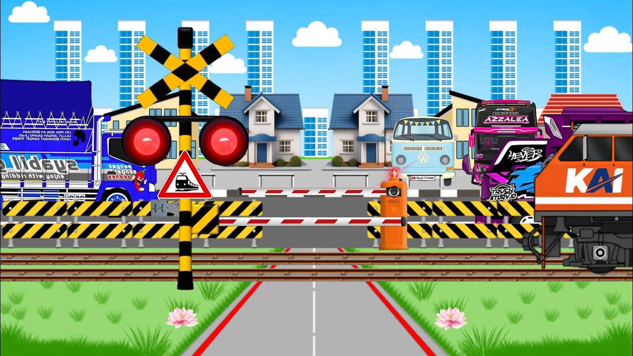 PALANG PINTU KERETA API SEBERANG JALAN RAYA KOTA - YouTube