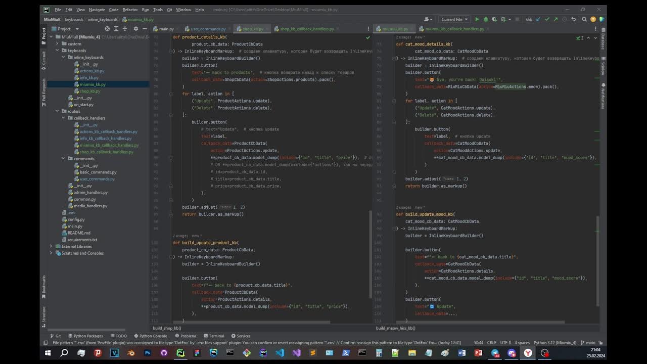 Python Aiogram 3 Telegram Bot MiuMiu CallBack Fabrics - YouTube