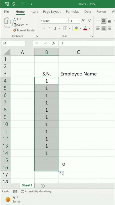 shorts | Excel trick to enter serial number | Excel tips and tricks | - YouTube