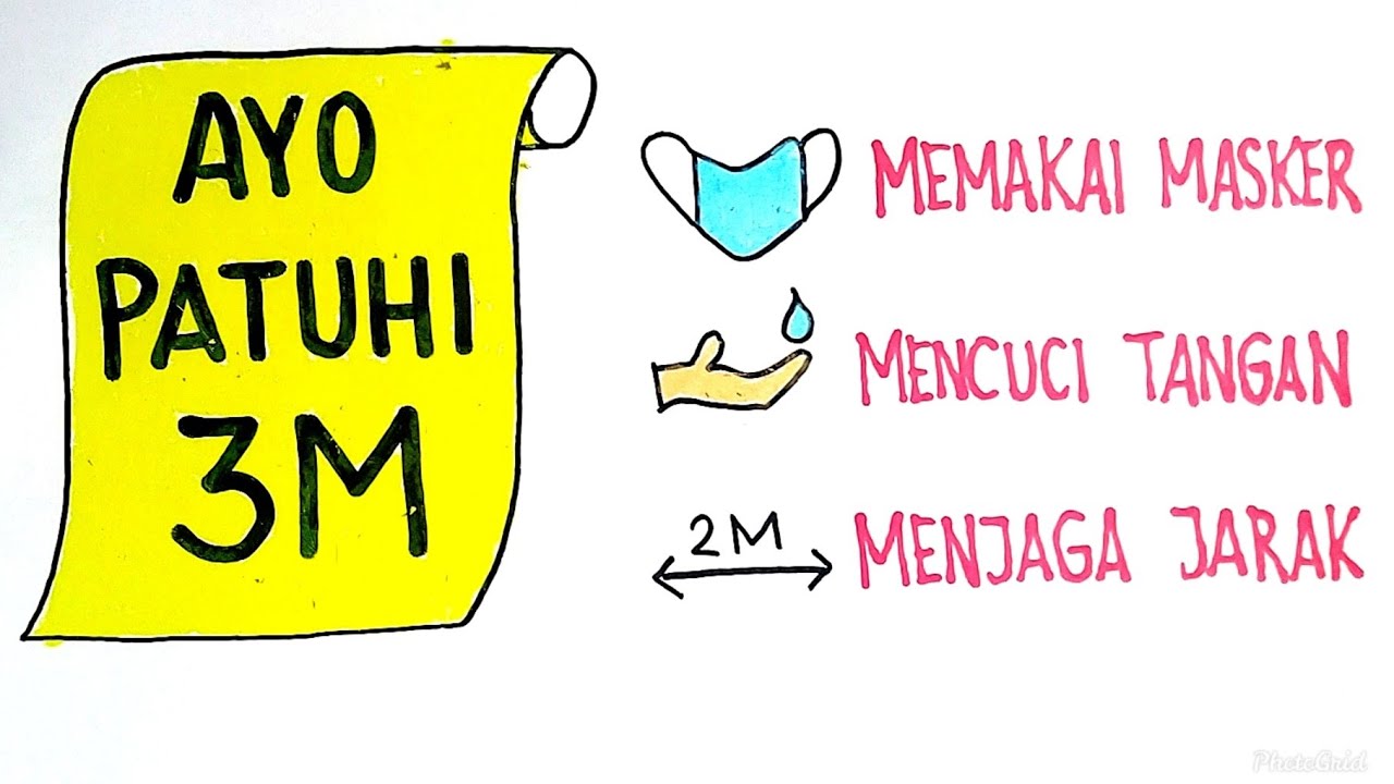 Cara Menggambar Poster 3M, Menggambar poster covid 19 yang mudah - YouTube