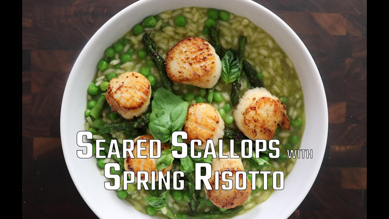 Seared Scallops with Spring Risotto - YouTube