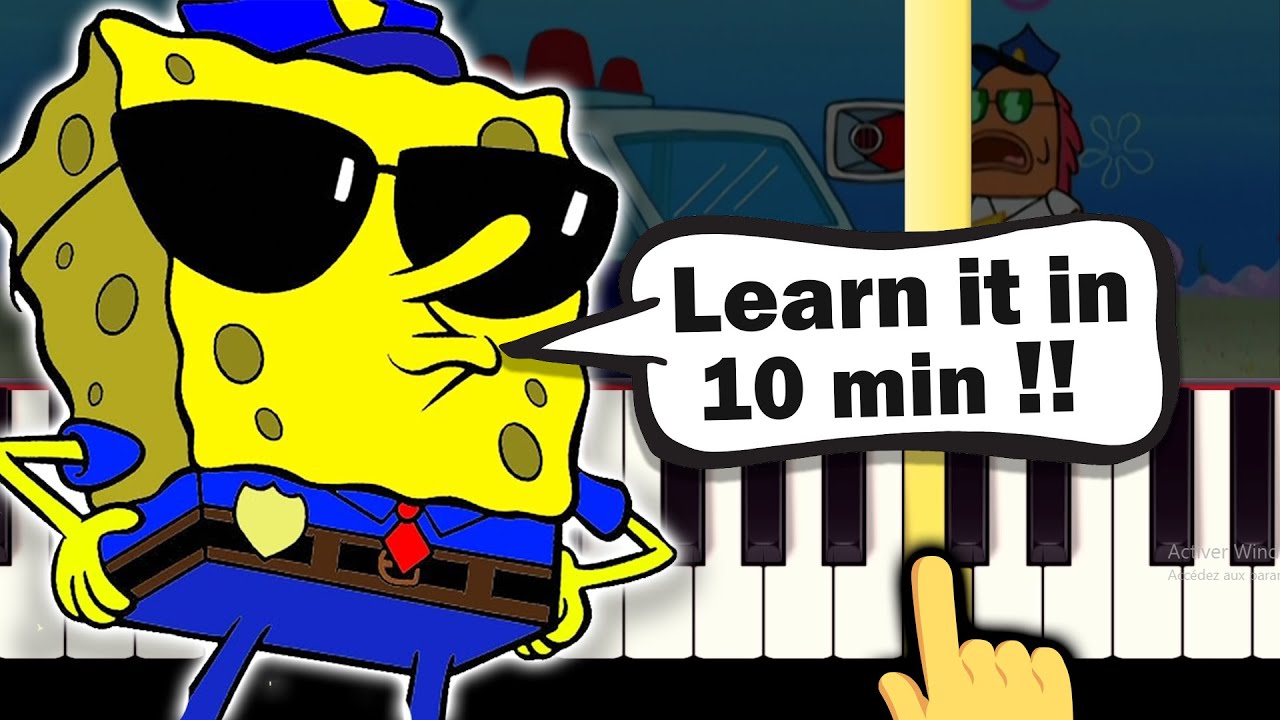 SpongeBob - Police Theme - EASY Piano tutorial - YouTube