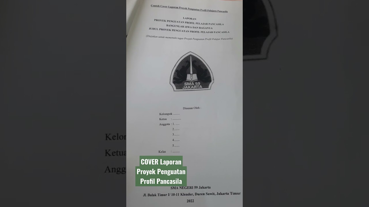 Kurikulum Merdeka!!! Contoh Cover Laporan Proyek Profil Pelajar ...