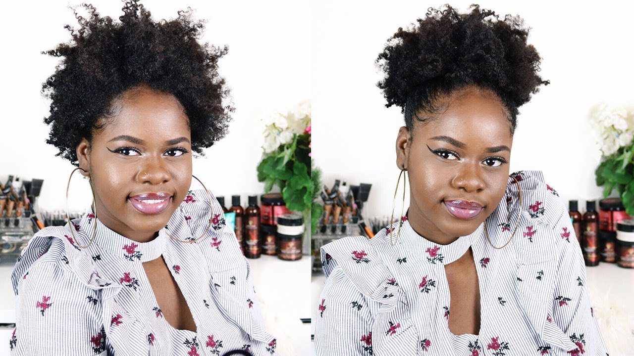 HOW TO PUT SHORT 4C HAIR INTO A HIGH PUFF - YouTube