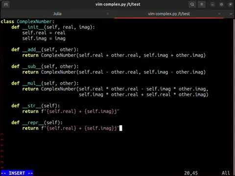 Writing a ComplexNumber class in Python using Copilot and Vim. - YouTube