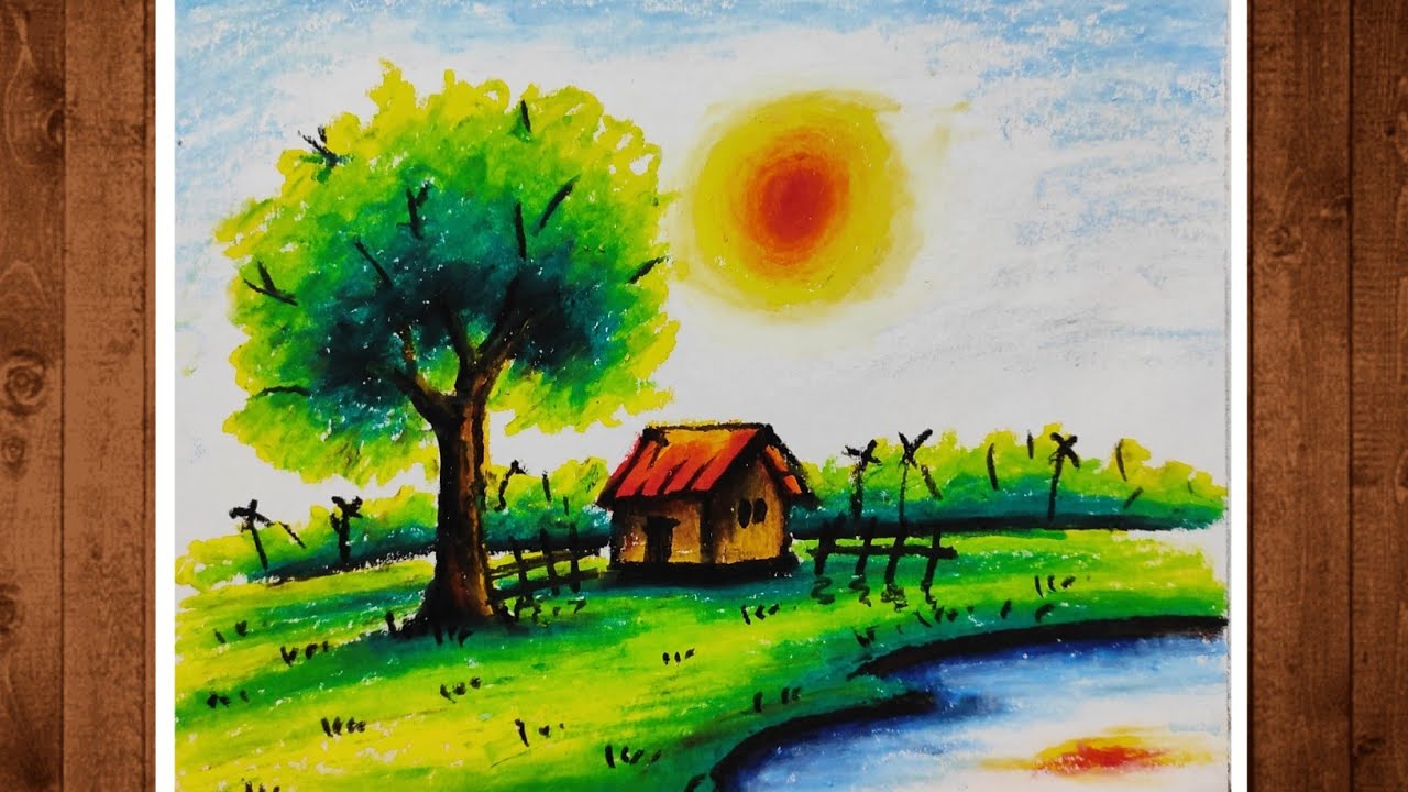 Scenery Drawing || Simple Landscape Scenery Drawing || How To Draw ...