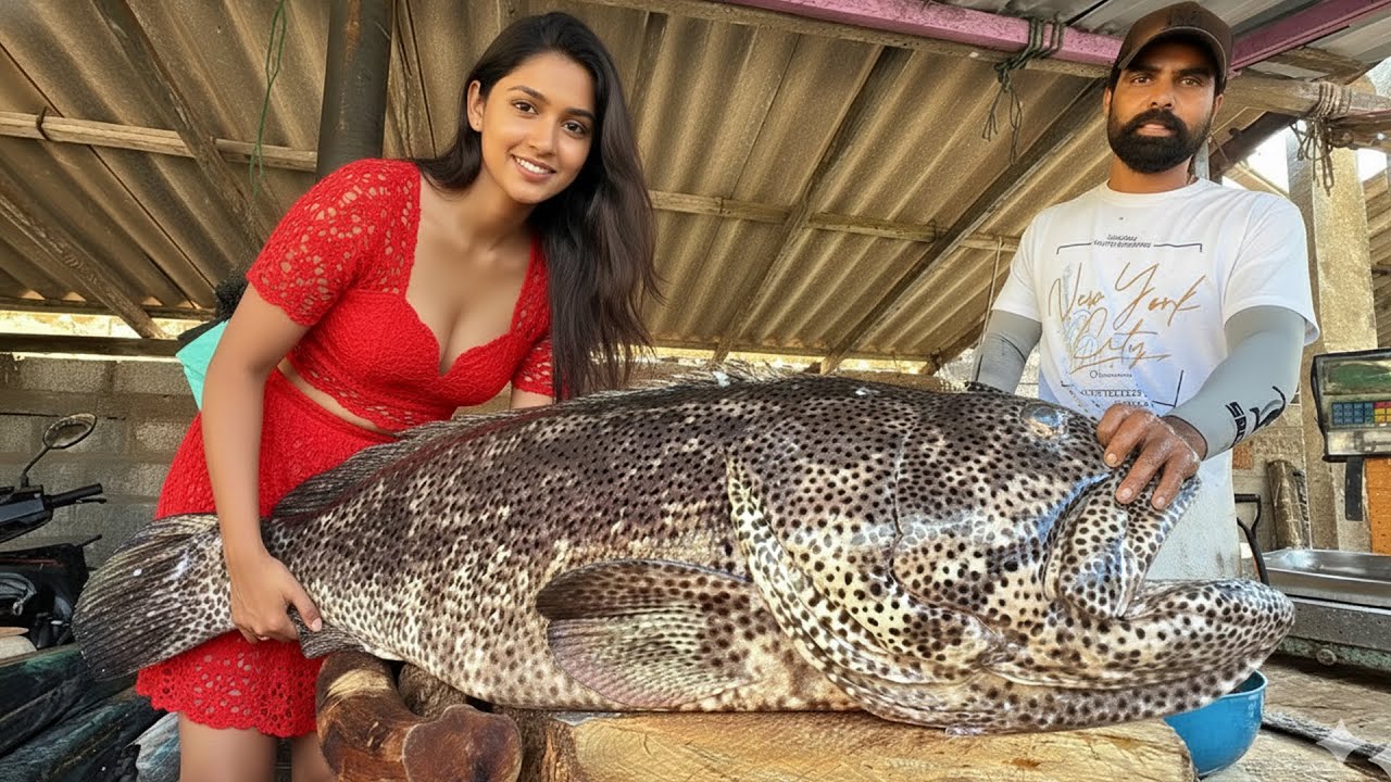 Incredible 110 LBS Grouper Fish & Huge Fishes Cutting Show Rural ...