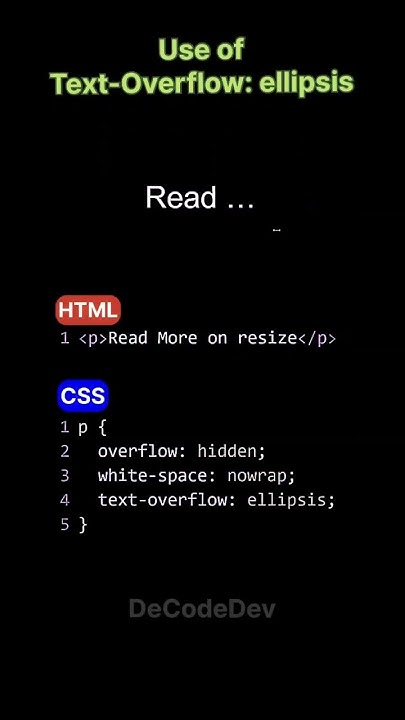 Handle Text Overflow With Ellipsis In Html And Css Html Css Textoverflow Webdevelopment Youtube