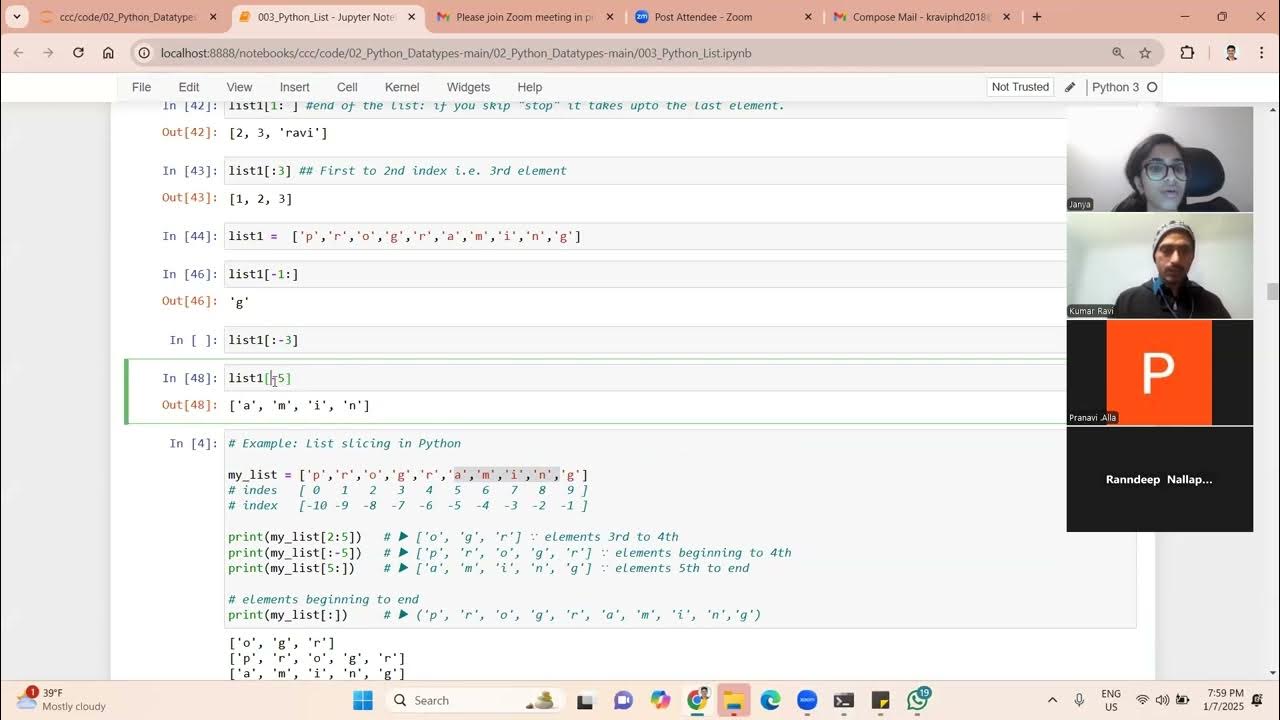 Part 24 List Slicing And Operation Ccc Training Python Youtube