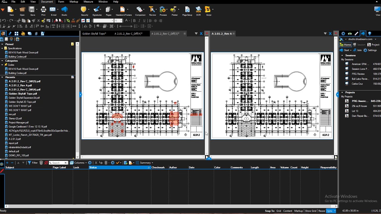 Compare Documents Bluebeam Revu 1080P - YouTube