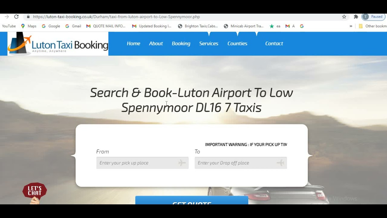 Cheap Taxi From Airport Way, Luton, UK to Spennymoor, UK - YouTube