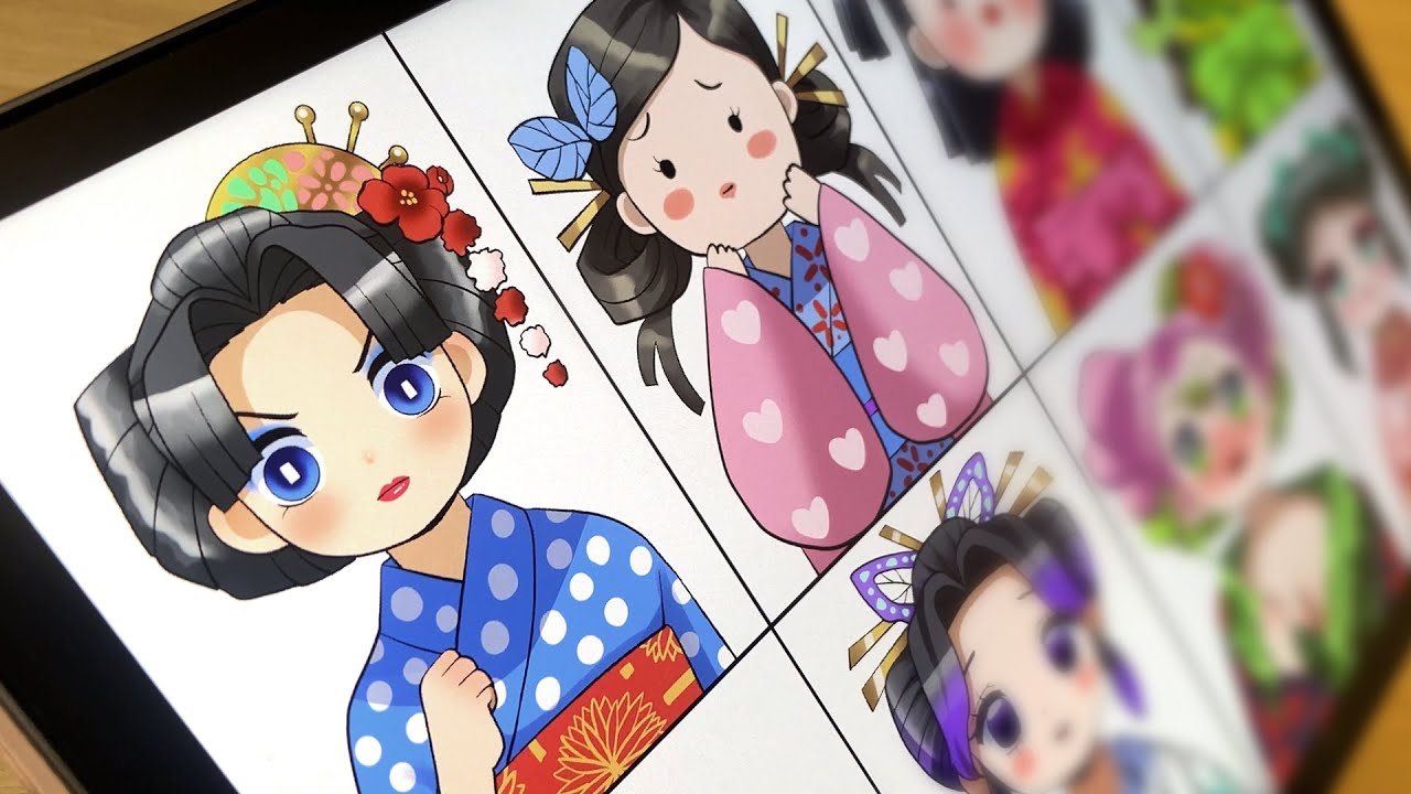 Drawing DEMON SLAYER GIRLS OIRAN Styles 【Kimetsu No Yaiba】 - YouTube